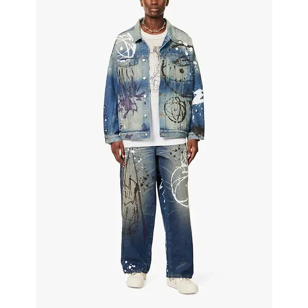 Marc Jacobs X Futura Painted Trucker Denim Jacket - Indigo Multi